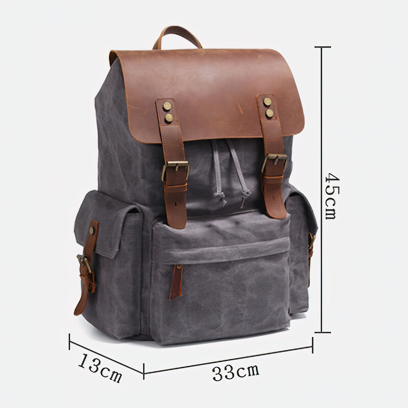 Canvas Backpack - Waxed Canvas Leather Backpack 27L - Genuine Leather ...