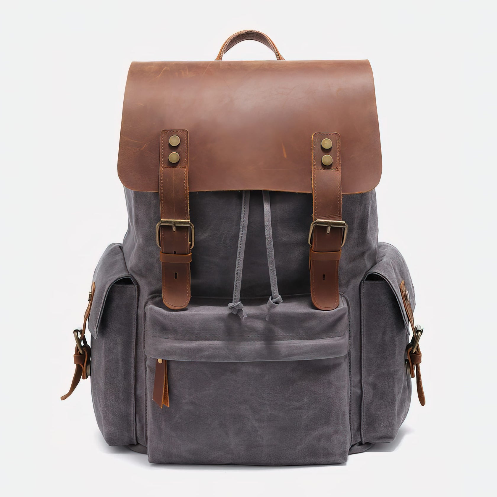 Canvas Backpack - Waxed Canvas Leather Backpack 27L - Genuine Leather ...